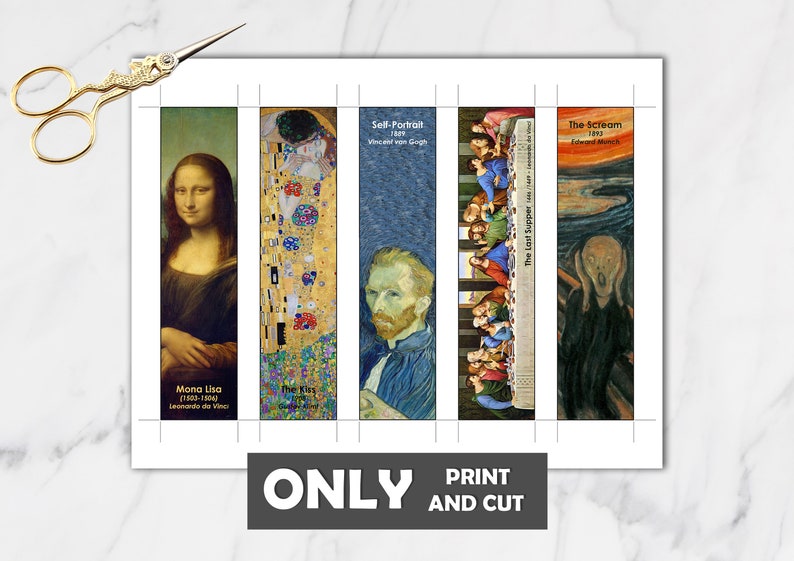 Famous Paintings Bookmarks, Van Gogh, Leonardo Da Vinci, Botticelli ...