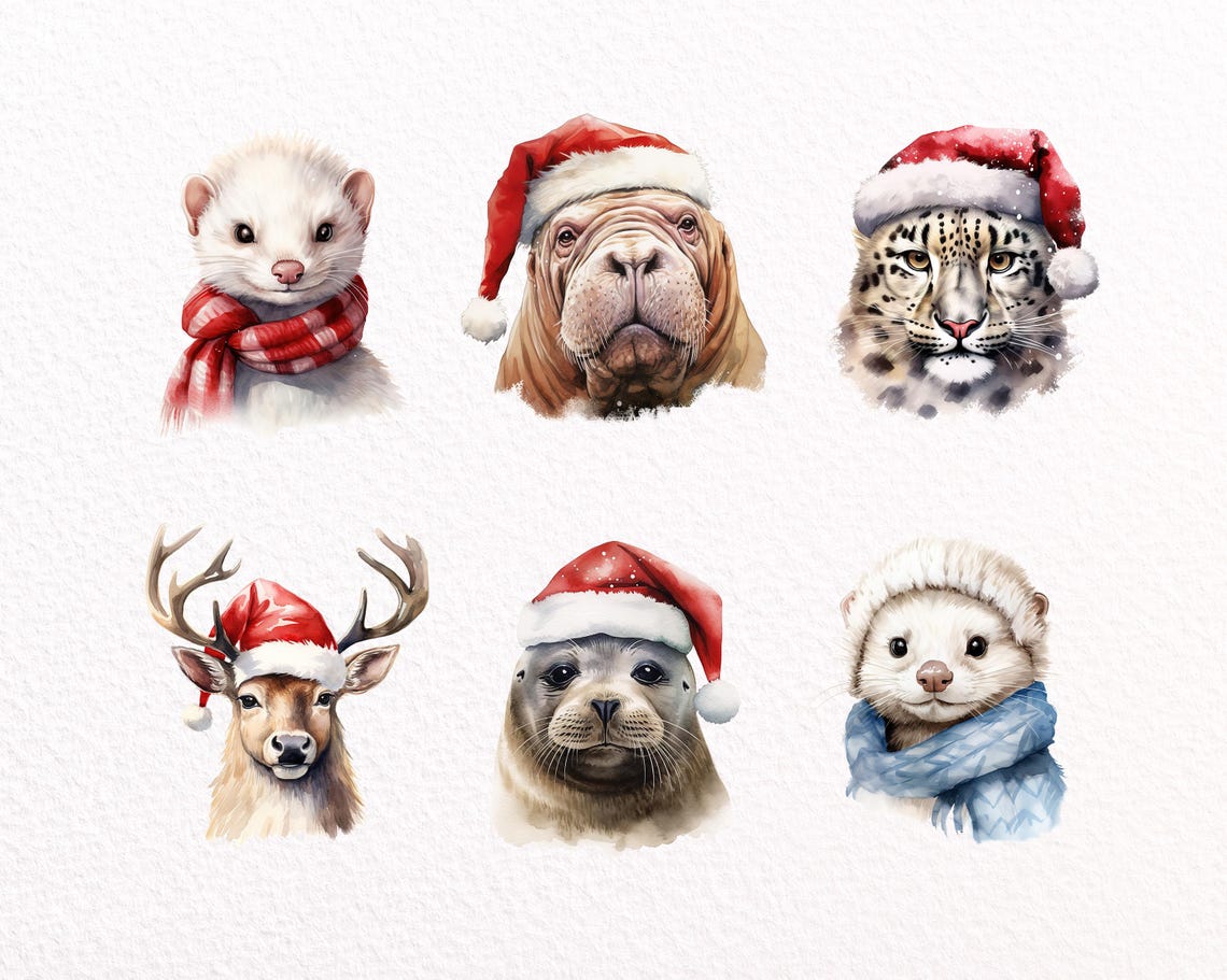 Christmas Woodland Animals Watercolor Clipart Png, Cute Woodland ...