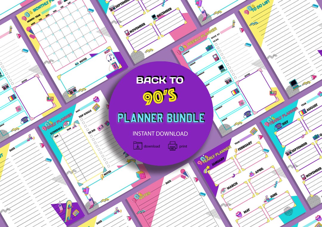 90s Vintage Planner, 90s Nostalgia Planner, Retro Daily Planner, Weekly ...