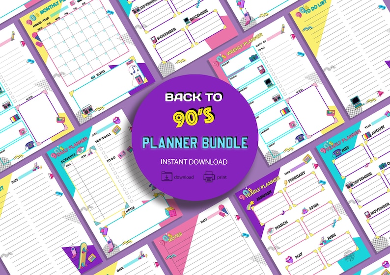 90s Vintage Planner, 90s Nostalgia Planner, Retro Daily Planner, Weekly ...