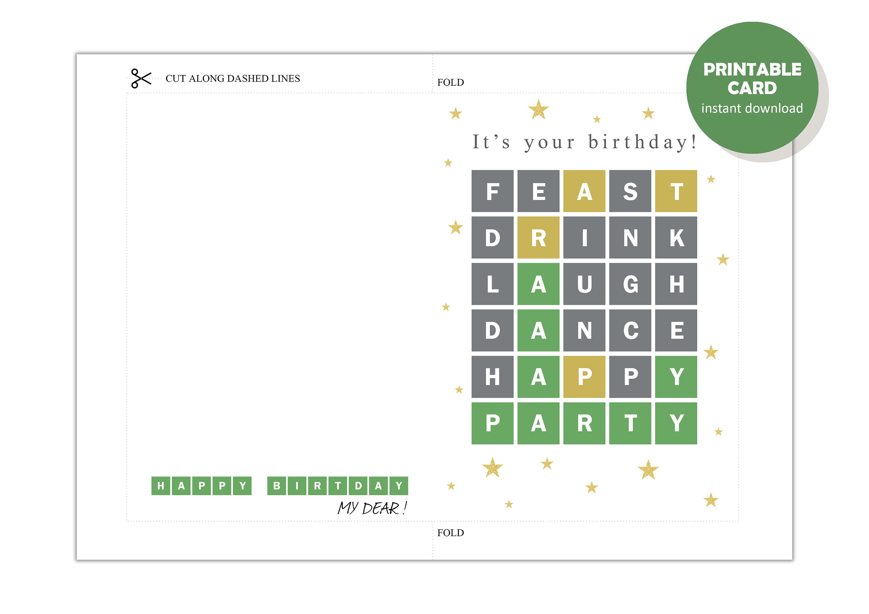 Wordle Birthday Card, Birthday Wordle Greeting Card, Wordle Lover ...