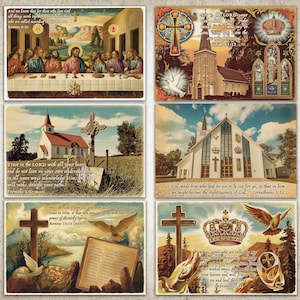 Vintage Bible Verse Postcard Set, Christian Digital Prints, Printable ...