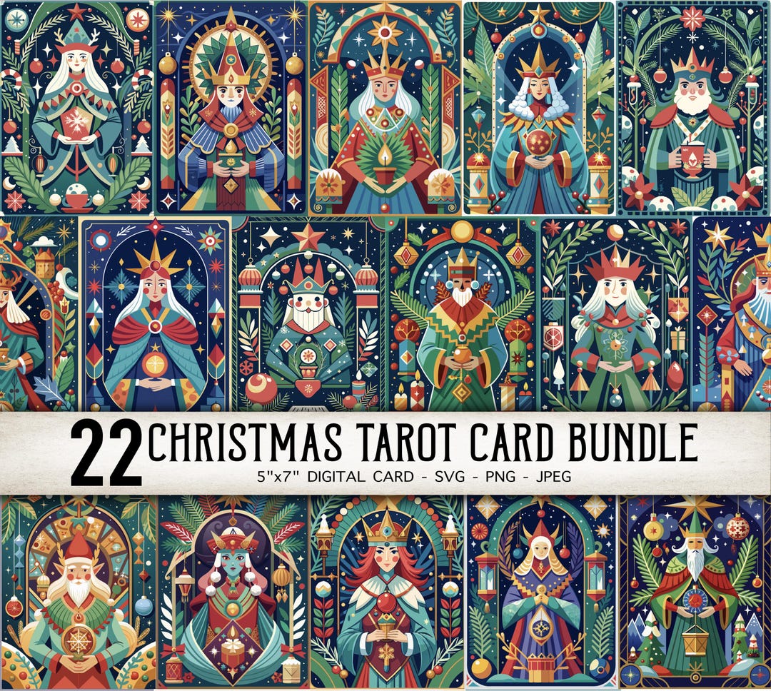 Christmas Tarot Card Bundle, Tarot PNG SVG JPEG, Holiday Tarot ...
