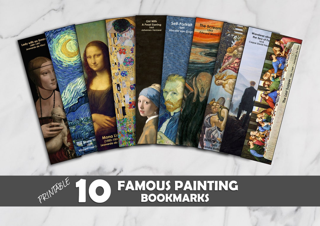 Famous Paintings Bookmarks, Van Gogh, Leonardo Da Vinci, Botticelli ...
