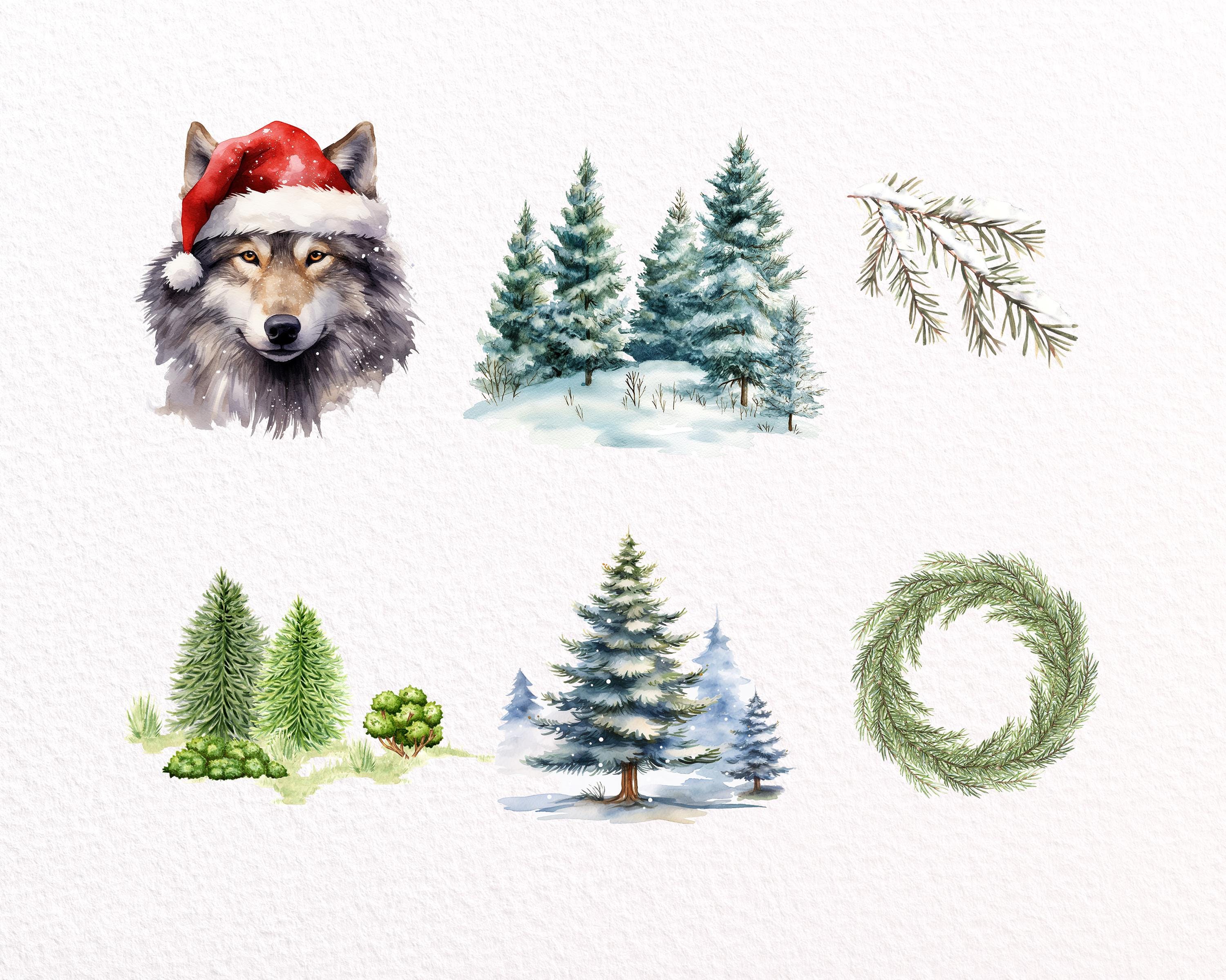Christmas Woodland Animals Watercolor Clipart Png, Cute Woodland ...