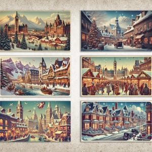 Vintage Canada Christmas Postcard Set, Printable Holiday Art, Retro ...