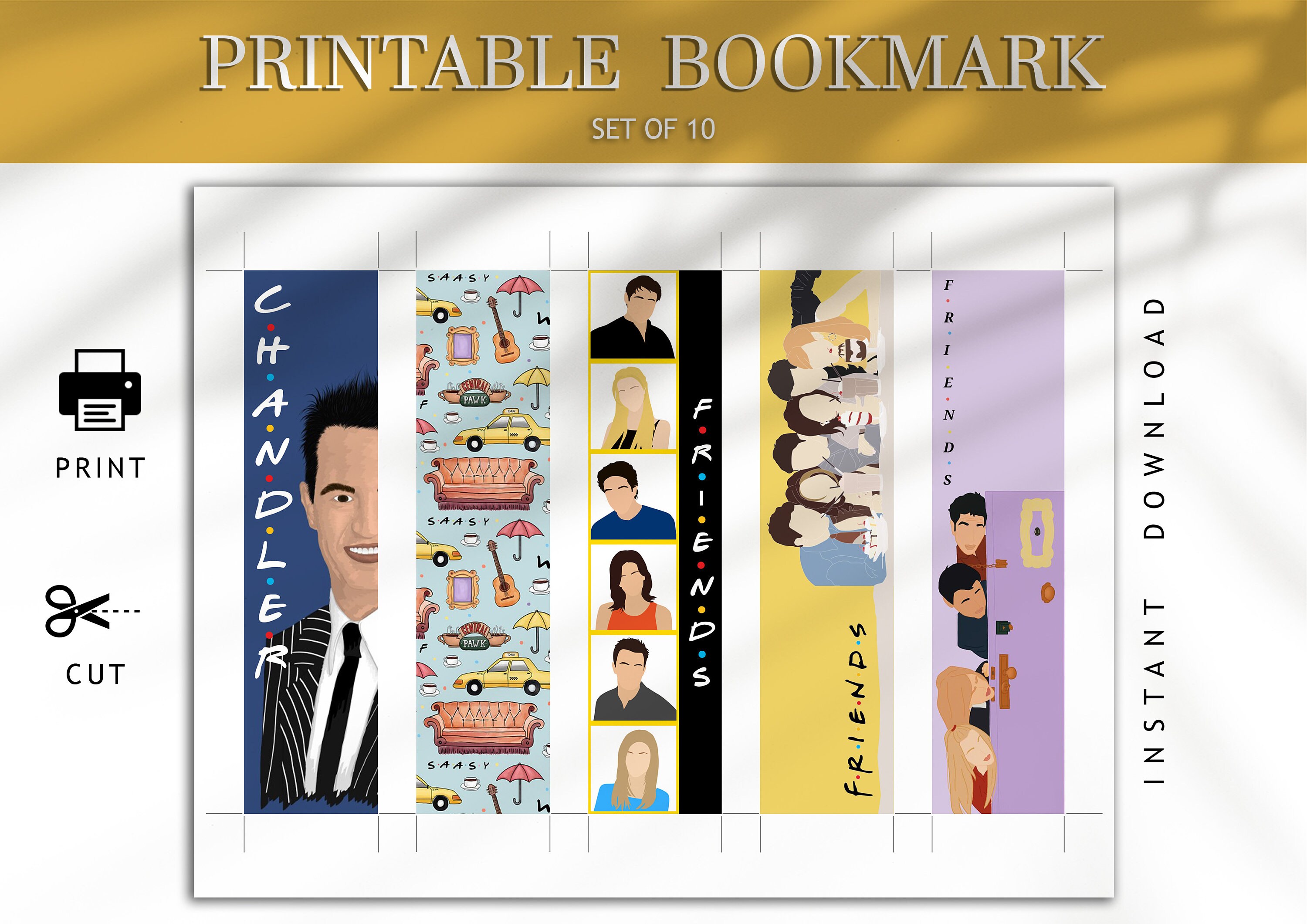 Friends Series Bookmarks, Ross Rachael Chandler Monica Phoebe Joey ...