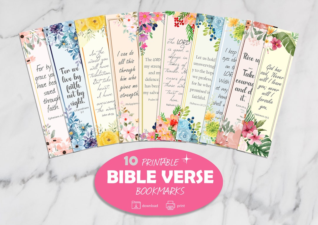 Printable Bible Verse Bookmarks, Bible Journaling, Book Gifts, Floral ...