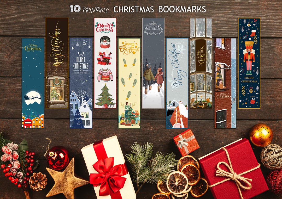 Christmas Gift, Printable Bookmarks Template, Printable Bookmarks Set ...