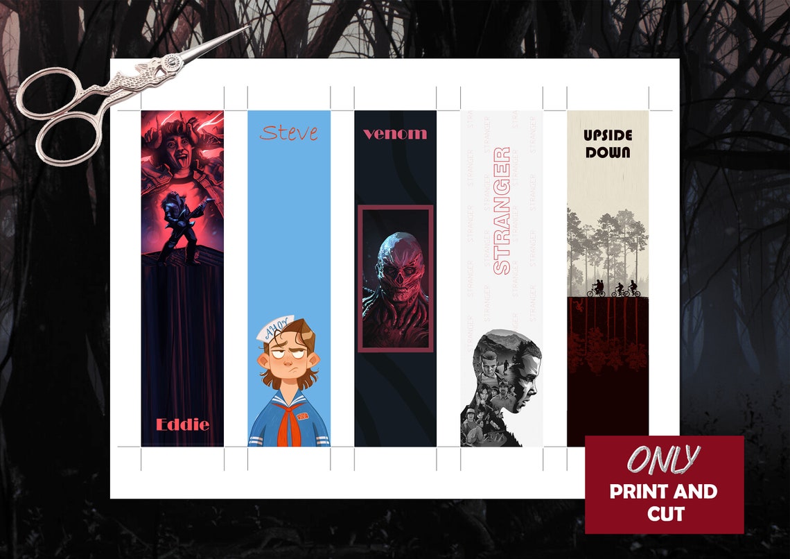 Stranger Things Bookmark, Eleven, Eddie, Mike, Will, Demogorgon, Max ...