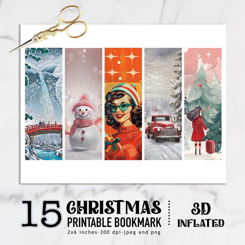 Christmas Printable Bookmarks Png, 3D Inflated Christmas Bookmark ...