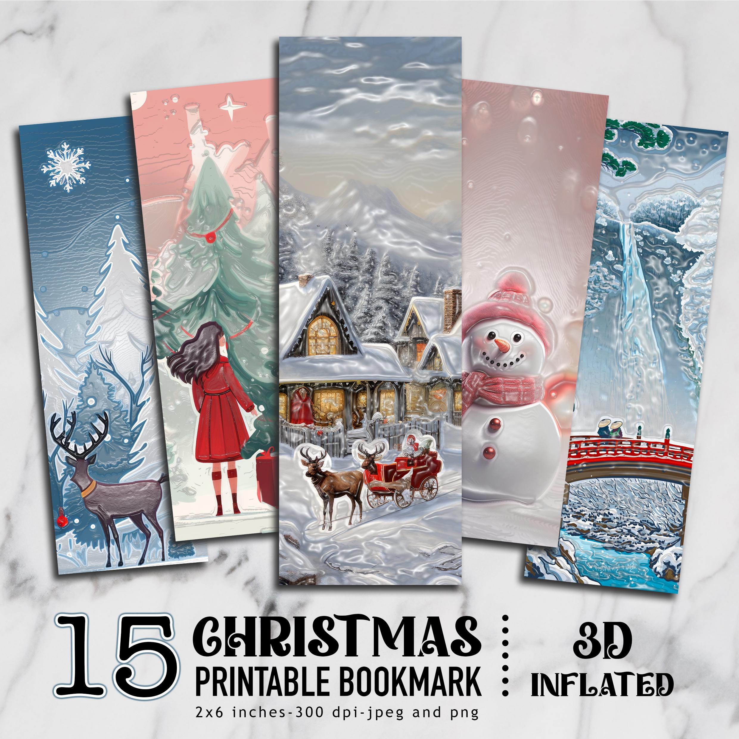 Christmas Printable Bookmarks Png, 3D Inflated Christmas Bookmark ...