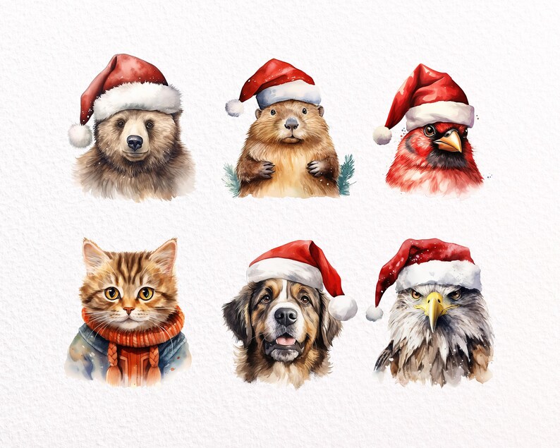 Christmas Woodland Animals Watercolor Clipart Png, Cute Woodland ...