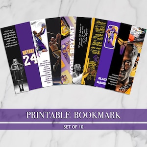 Kobe Bryant Bookmark, Black Mamba, Mamba Mentality , Printable ...