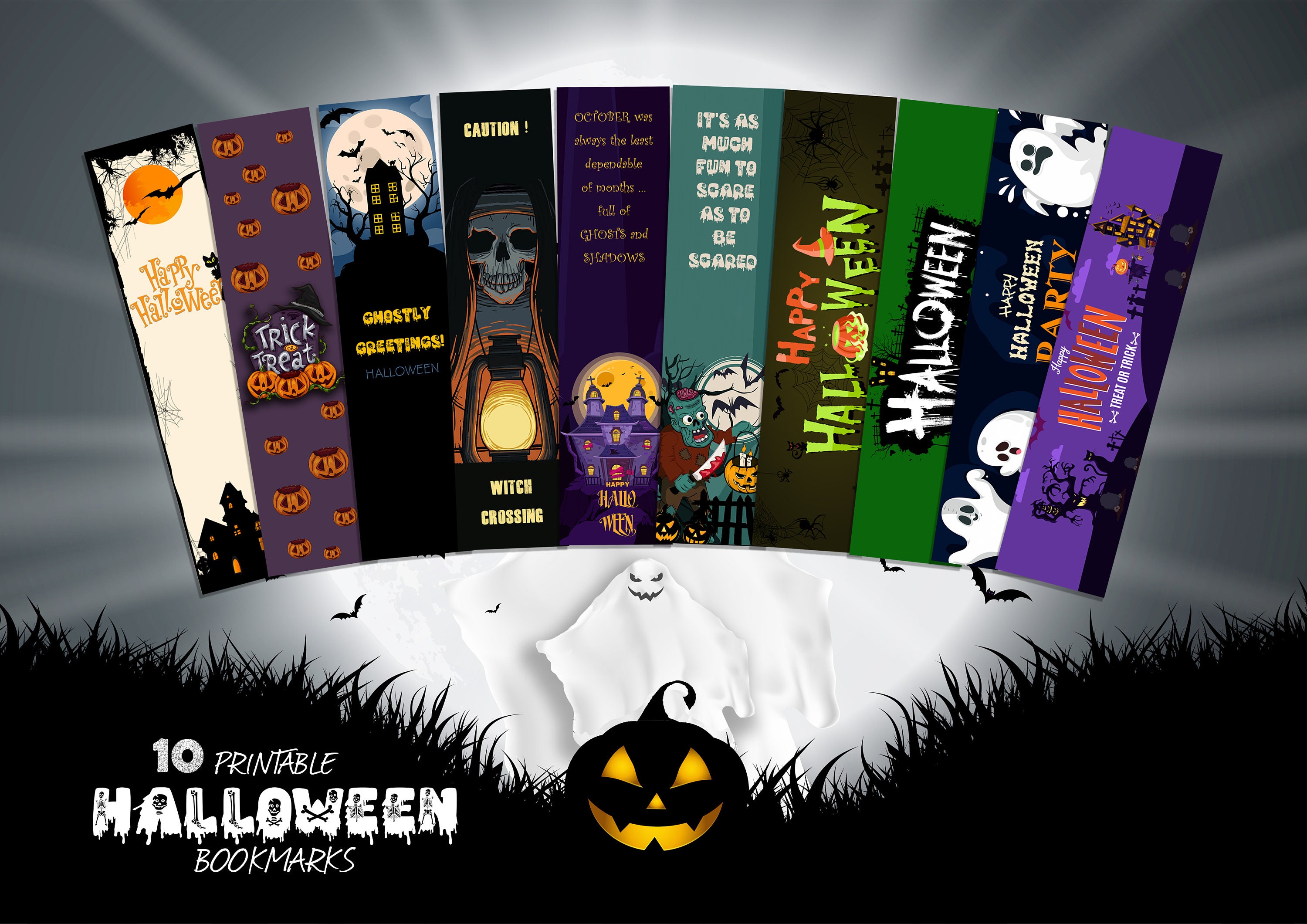 Halloween Printable Bookmarks Trick or Treat Digital - Etsy