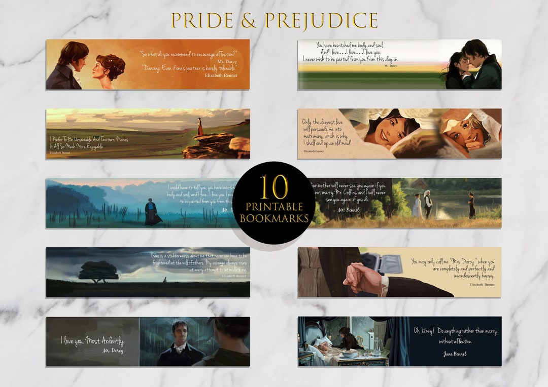 Pride and Prejudice, Bookmark, Elizabeth and Darcy, Jane Austen ...