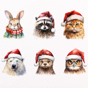 Christmas Woodland Animals Watercolor Clipart Png, Cute Woodland ...