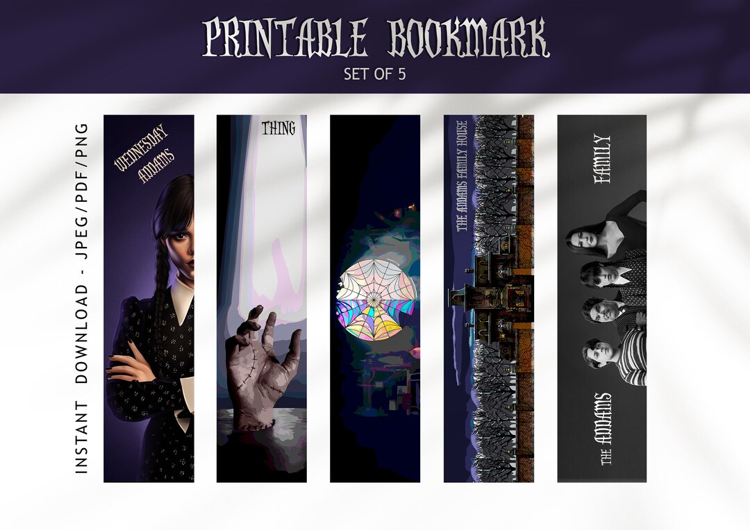 Wednesday Addams Bookmark, Addams Family, Thing Hand, Printable ...