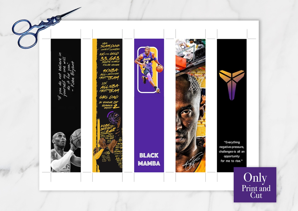 Kobe Bryant Bookmarks, NBA, Basketball, Black Mamba Mentality ...