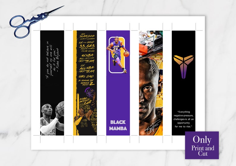 Kobe Bryant Bookmarks, NBA, Basketball, Black Mamba Mentality ...