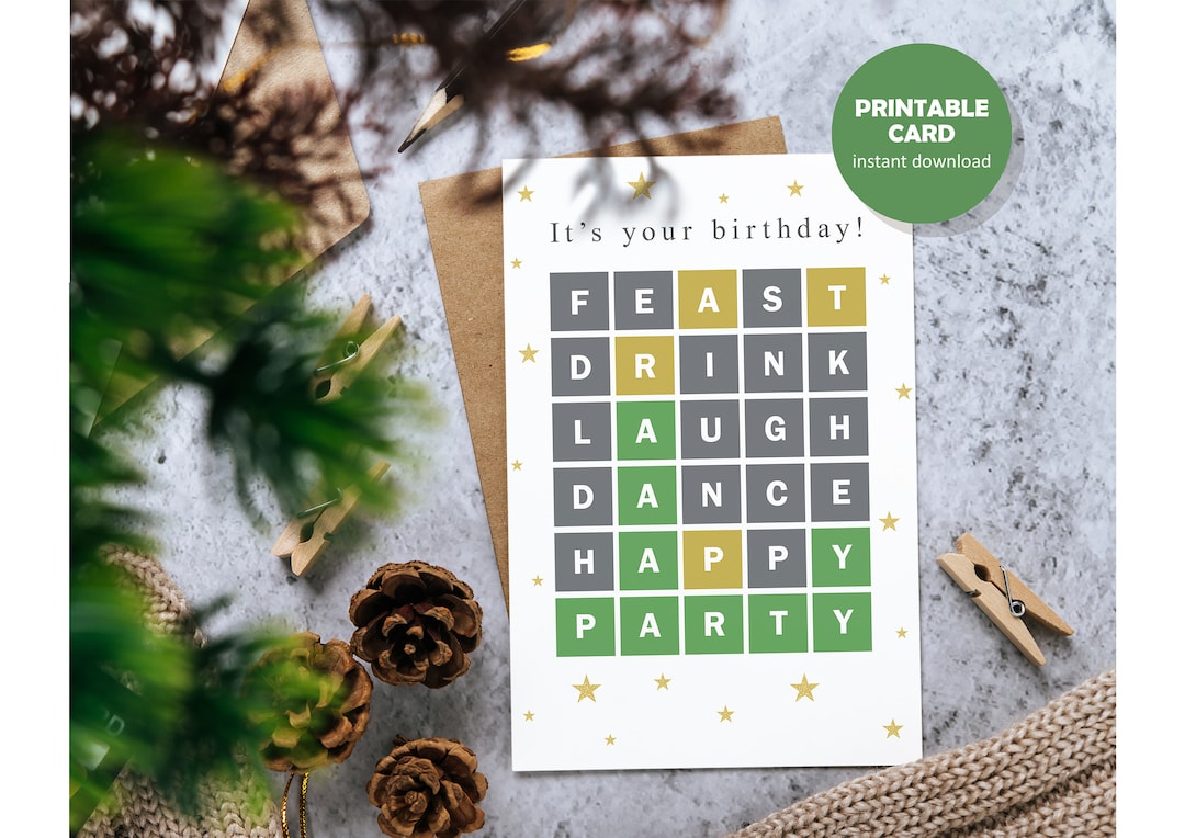 Wordle Birthday Card, Birthday Wordle Greeting Card, Wordle Lover ...