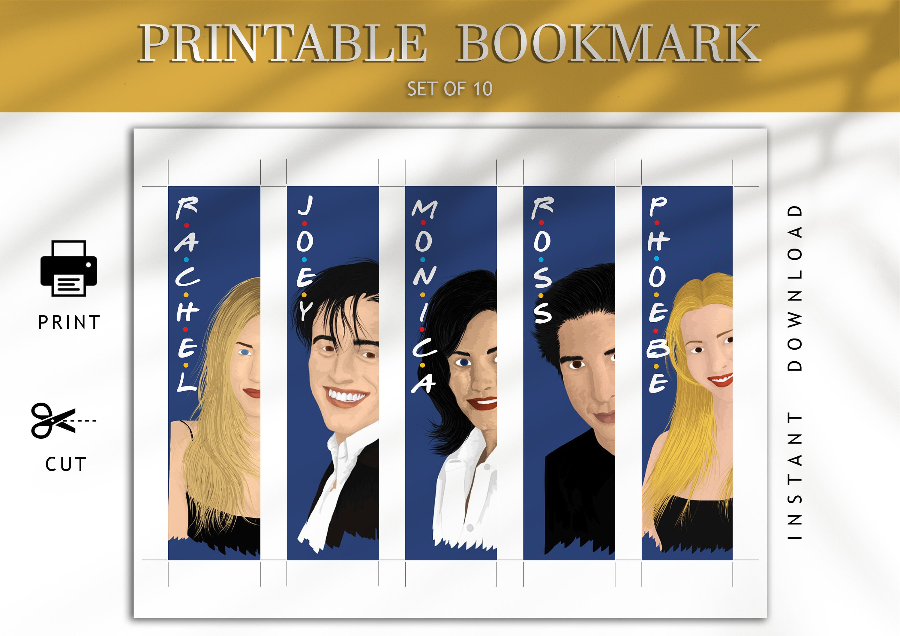 Friends Series Bookmarks, Ross Rachael Chandler Monica Phoebe Joey ...