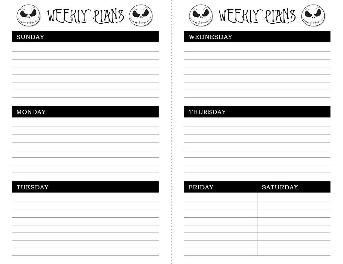 Nightmare Before Christmas Planner, Printable Planner Bundle, Weekly ...