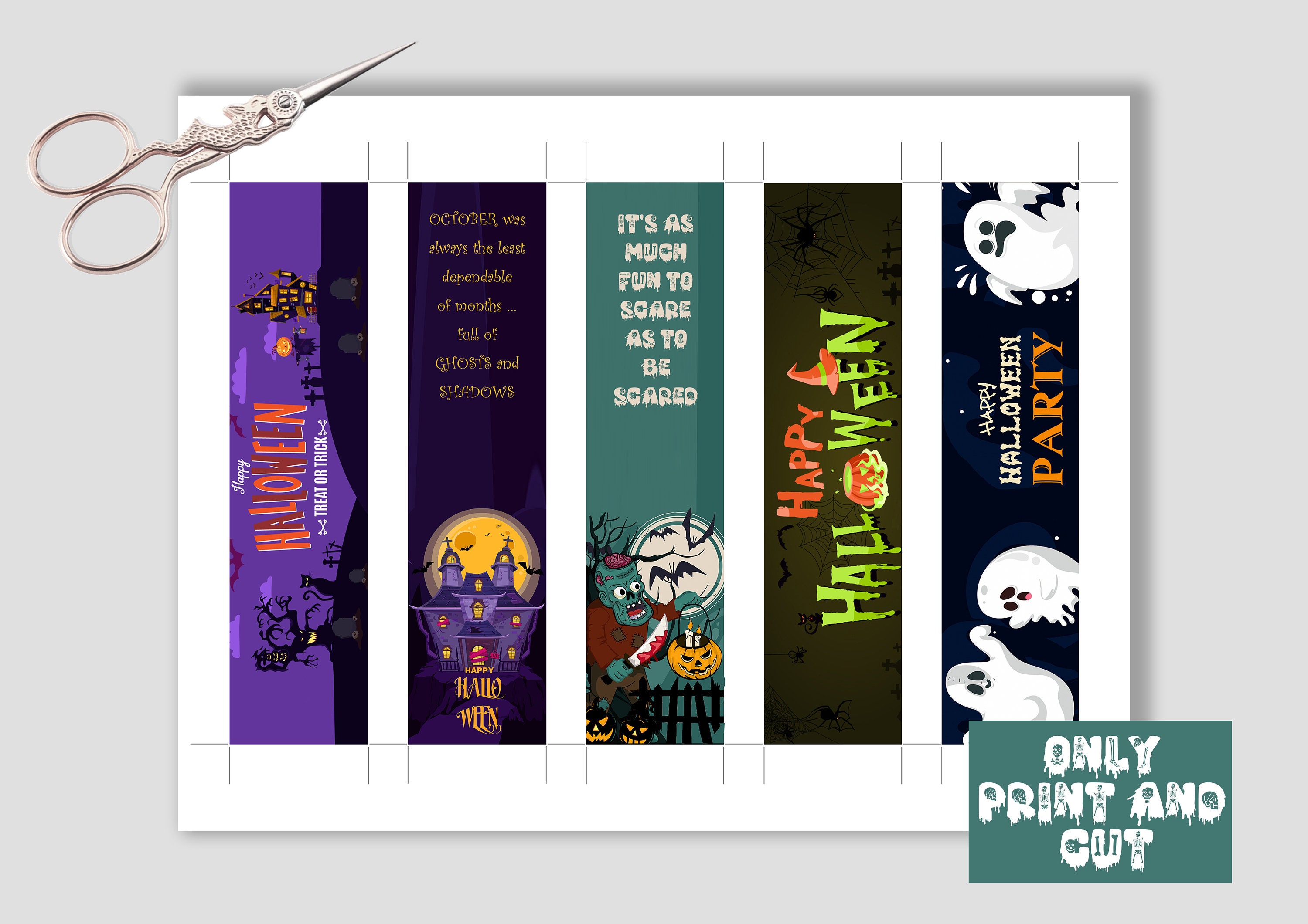 Halloween Printable Bookmarks Trick or Treat Digital - Etsy