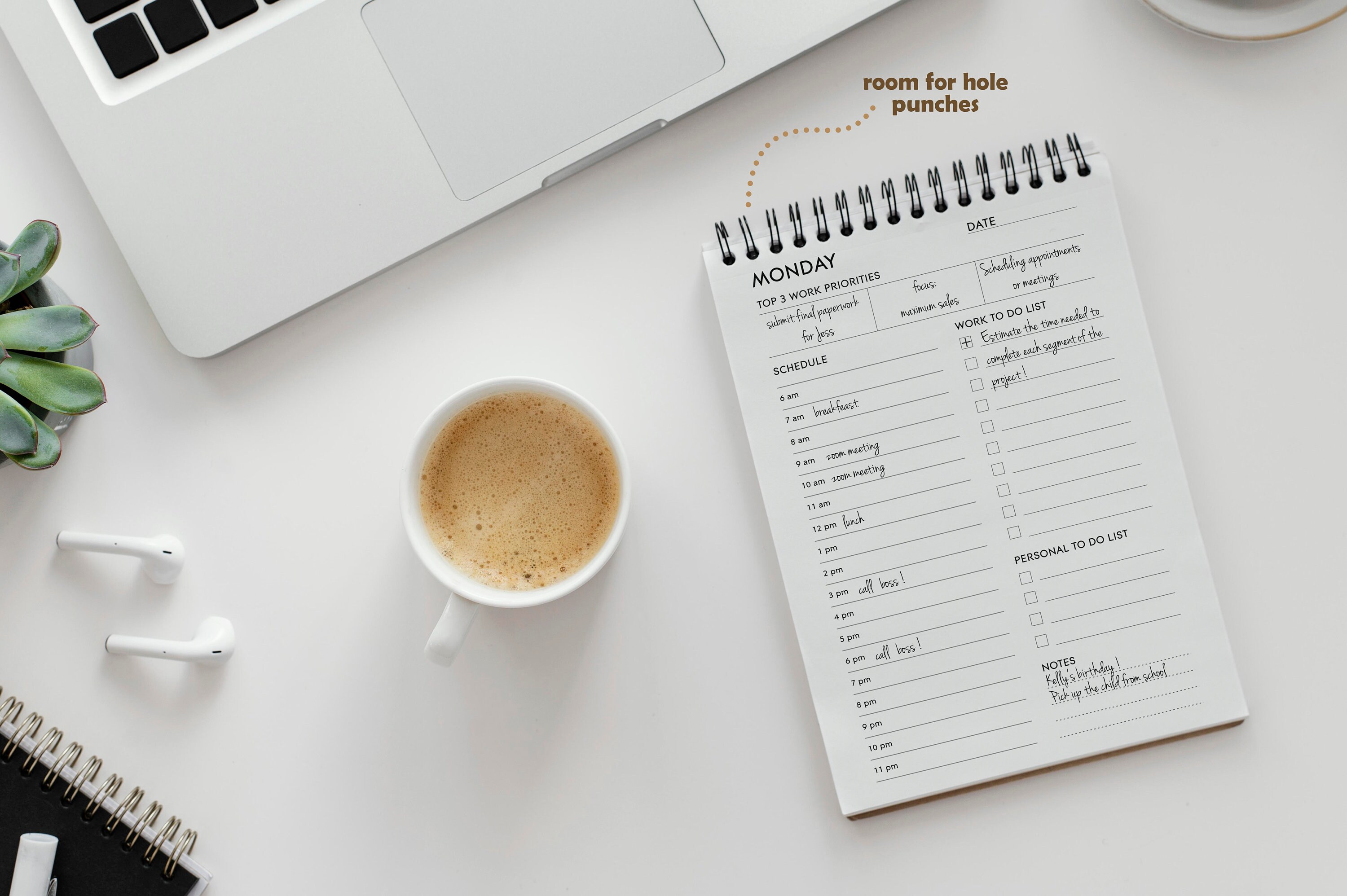 Work From Home Printable, Business Planner, Daily Hourly Planner ...
