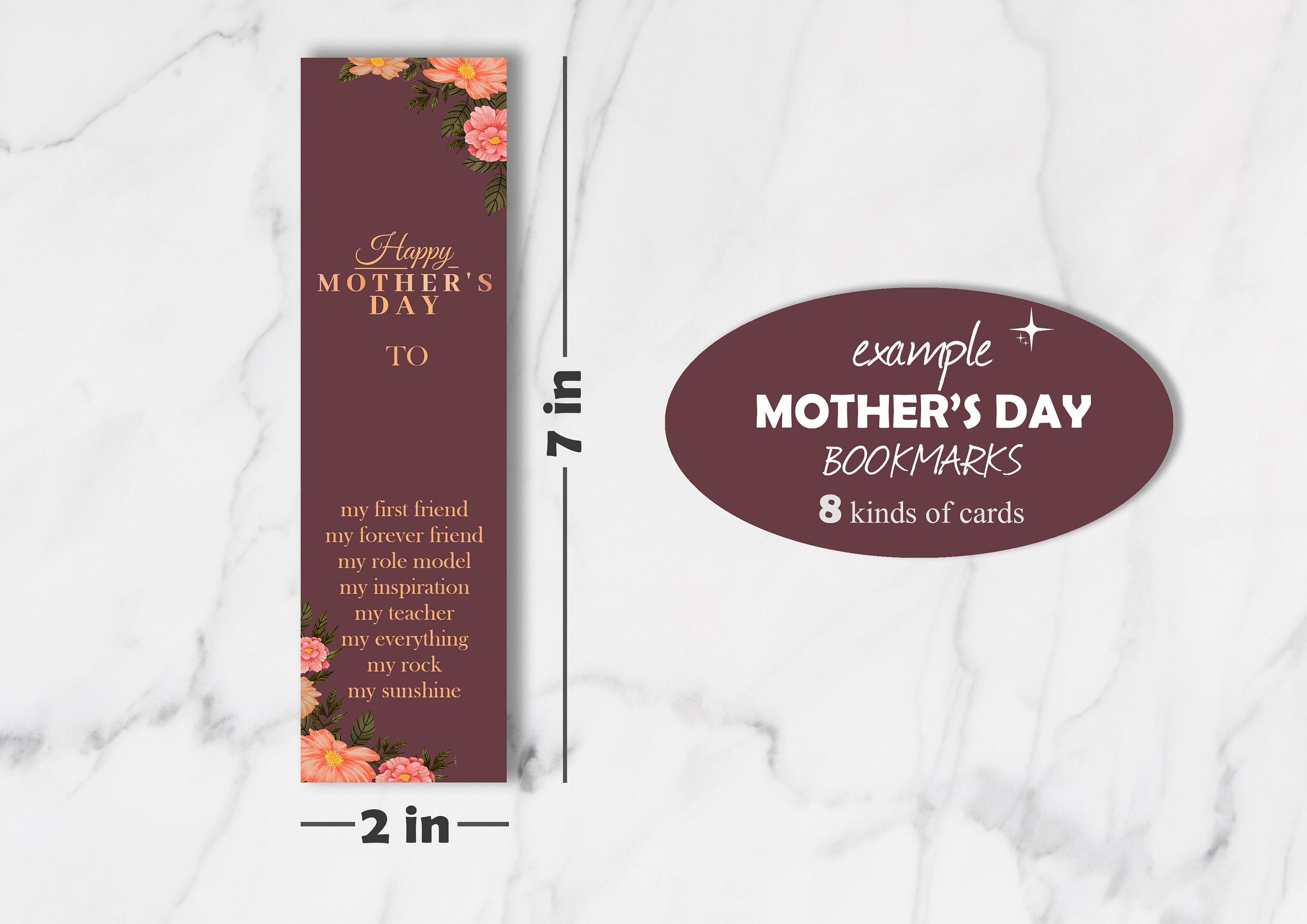 Mother's Day Bookmark, Printable Bookmarks Set, Mother's Day Gift, Step ...