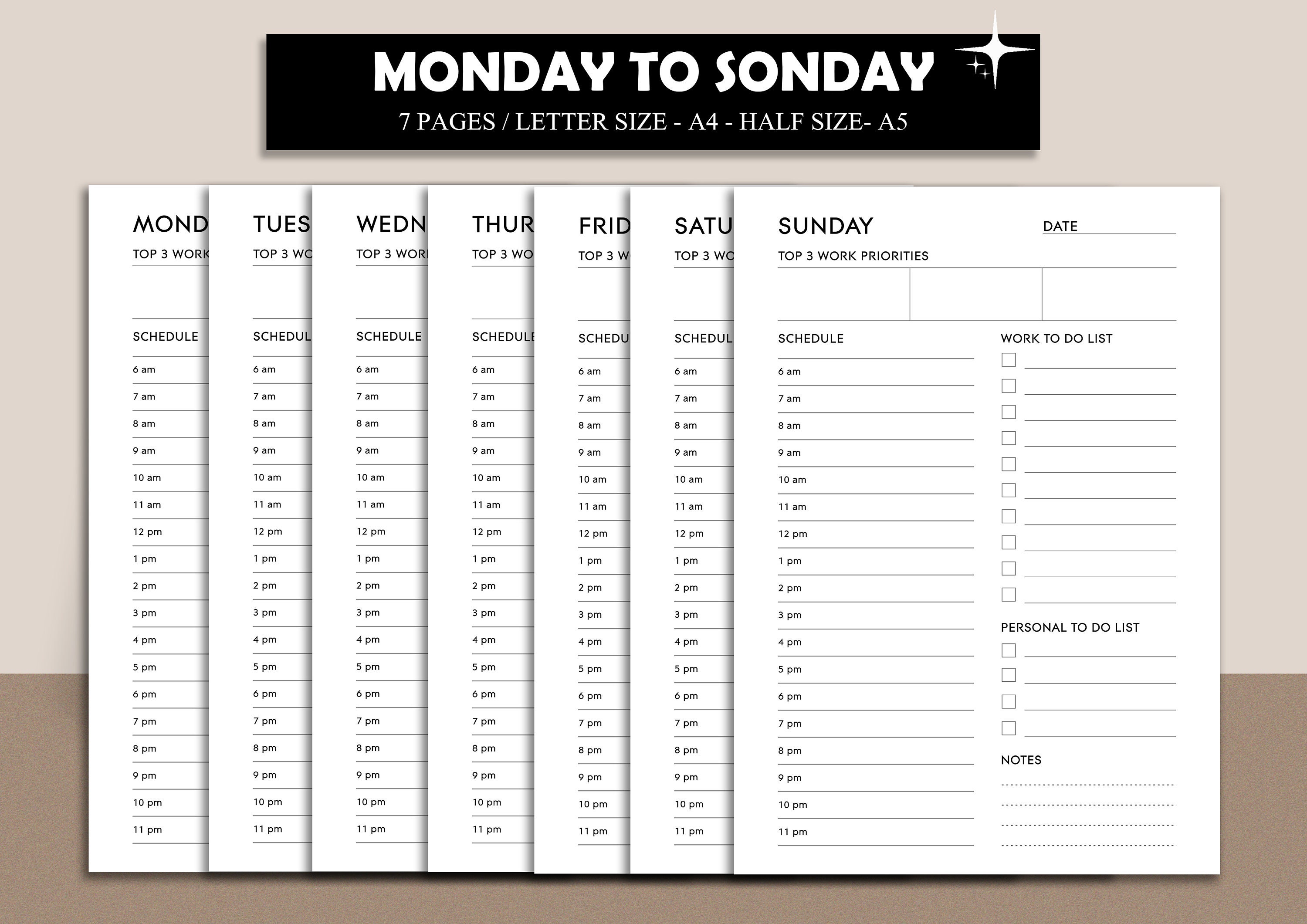 Work From Home Printable, Business Planner, Daily Hourly Planner ...