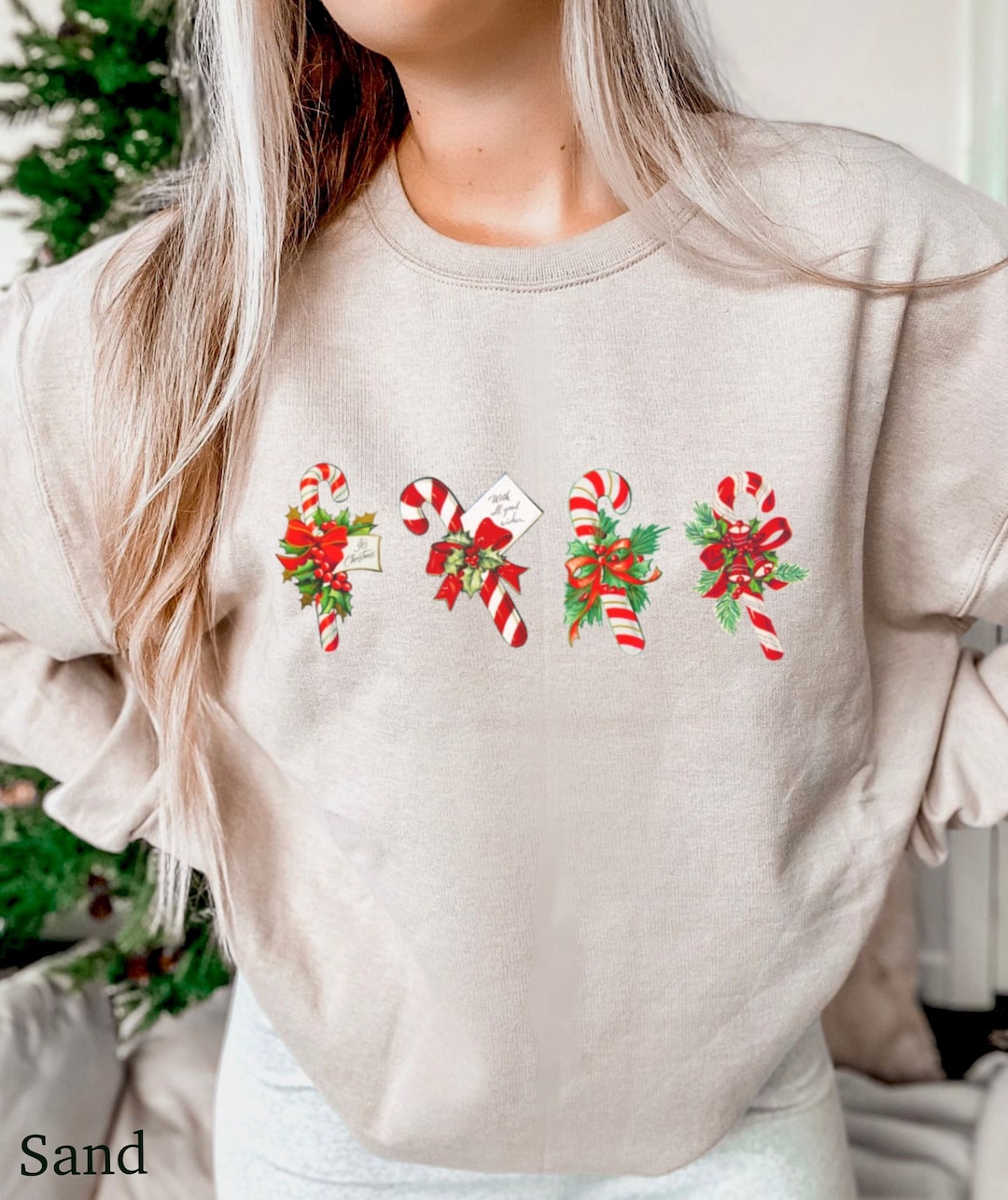 Retro Candy Cane Sweatshirt Vintage Christmas Sweater - Etsy