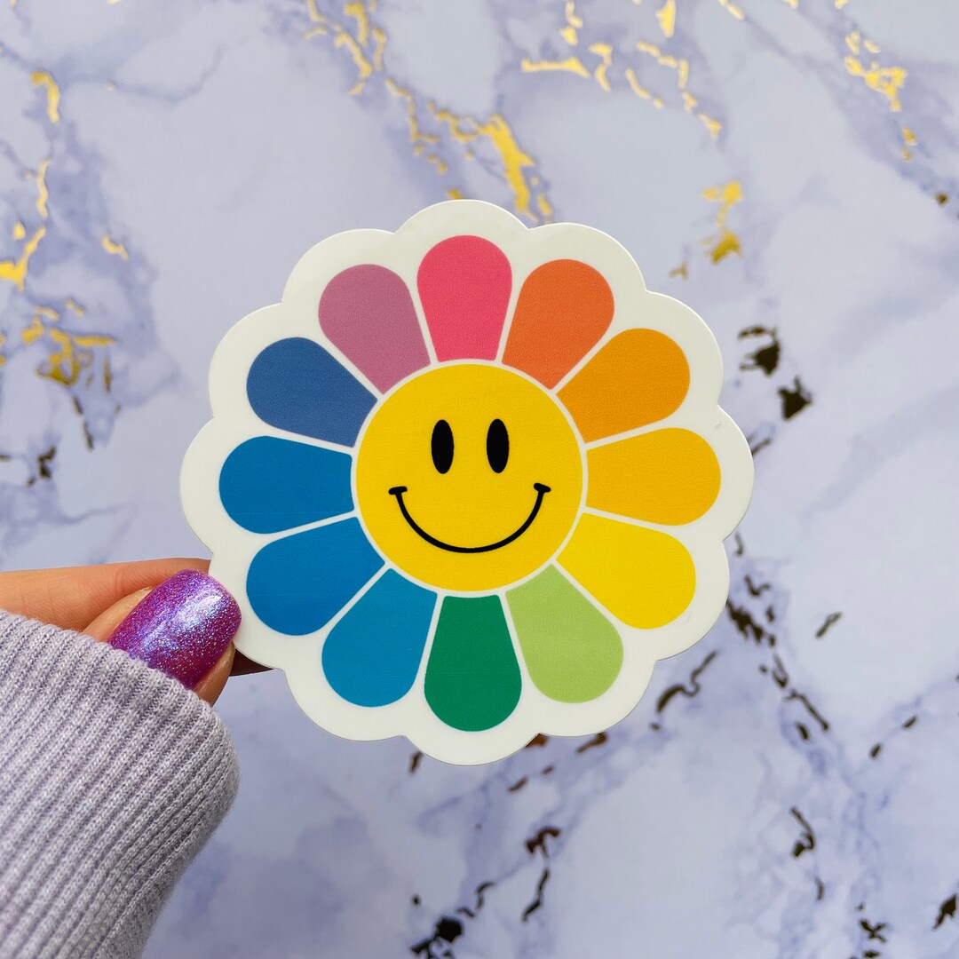 Rainbow Flower Sticker - Hobicore Flower Sticker BTS Inspired - Etsy