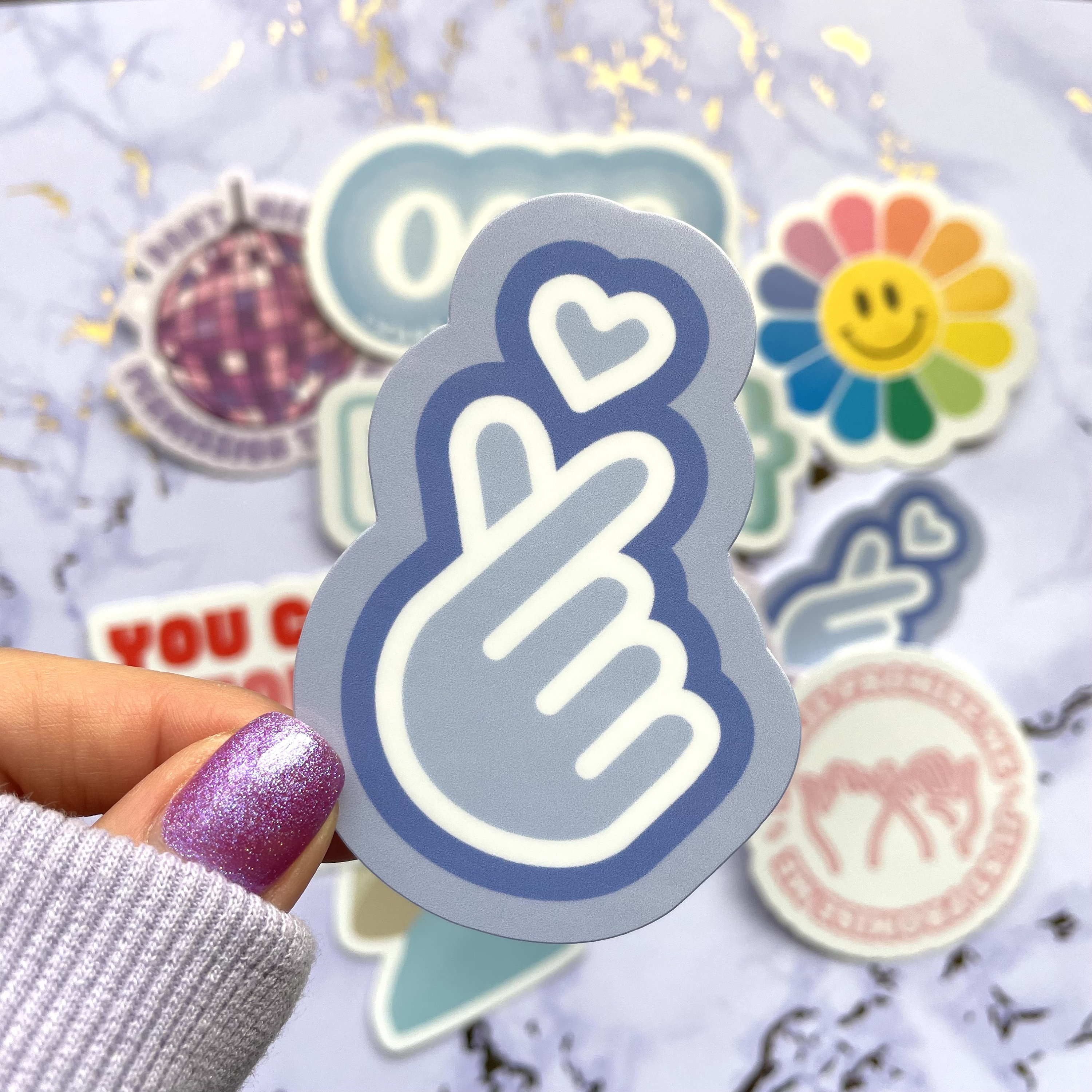 BTS Finger Heart Sticker Korean Finger Heart Sticker - Etsy