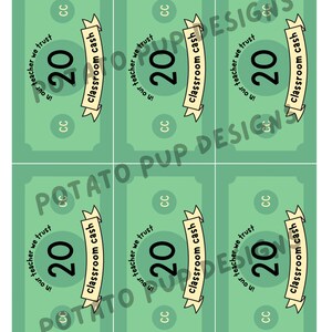 Classroom Cash Reward System, PRINTABLE INSTANT DOWNLOAD, 5 Sheets ...