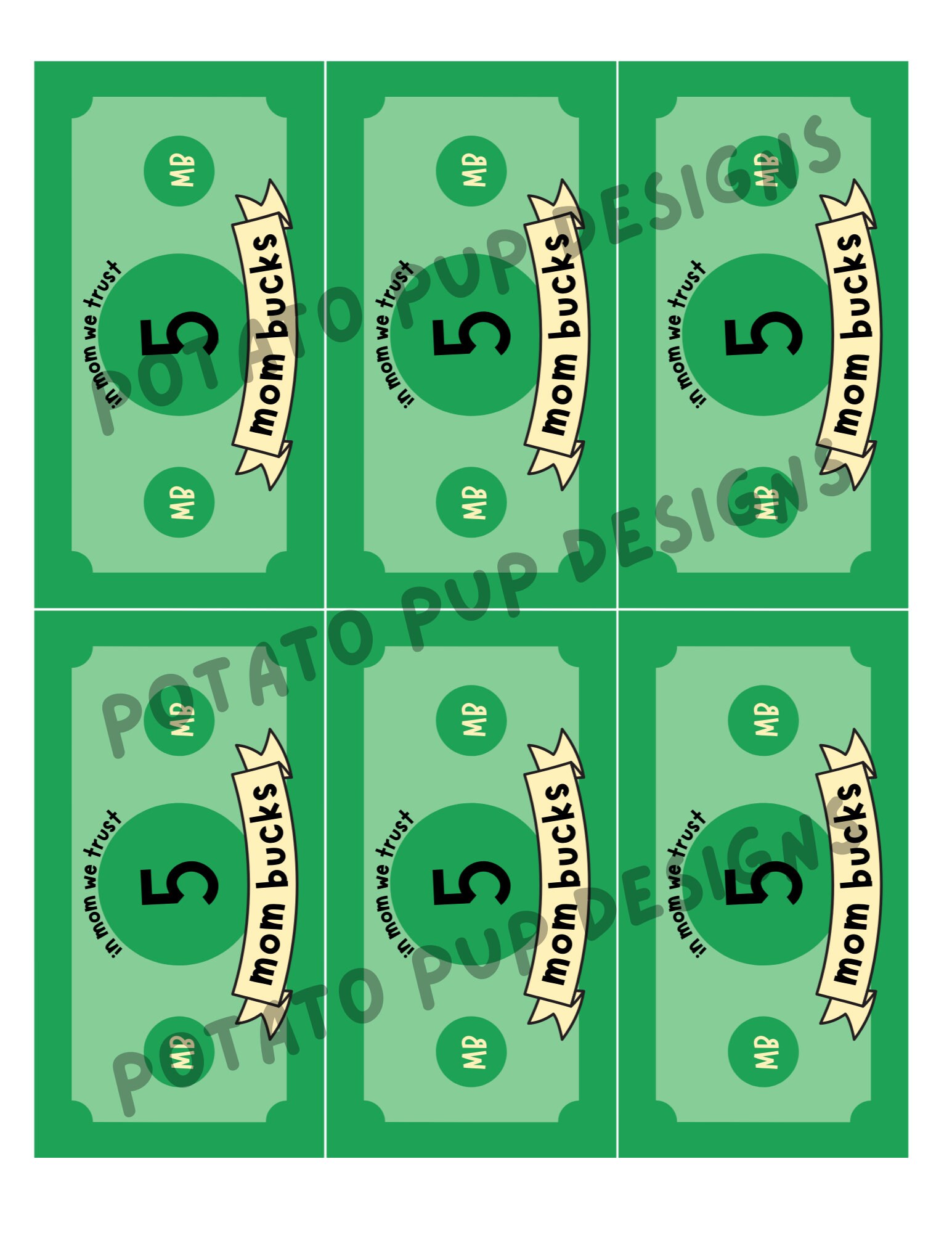 Mom Bucks Reward System, PRINTABLE INSTANT DOWNLOAD, 5 Sheets Reward ...