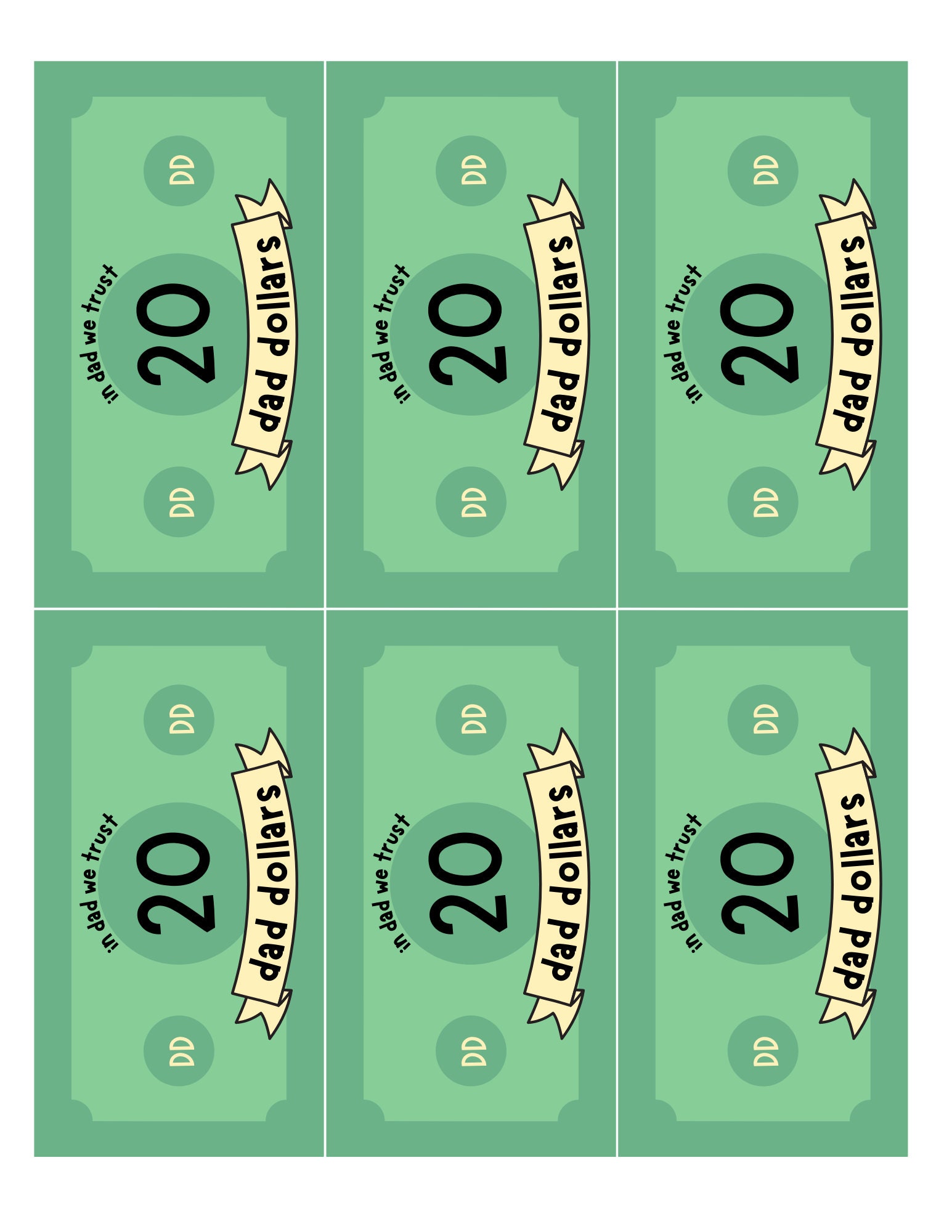 Dad Dollars Reward System, PRINTABLE INSTANT DOWNLOAD, 5 Sheets Reward ...