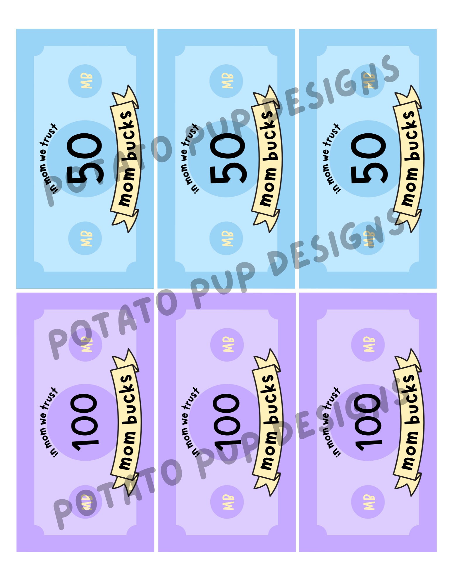 Mom Bucks Reward System, PRINTABLE INSTANT DOWNLOAD, 5 Sheets Reward ...