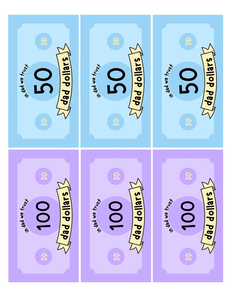 Dad Dollars Reward System, PRINTABLE INSTANT DOWNLOAD, 5 Sheets Reward ...
