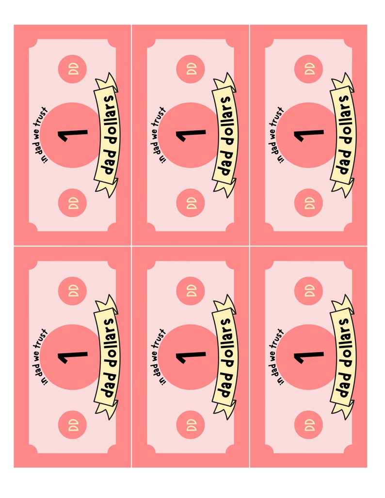 Dad Dollars Reward System PRINTABLE INSTANT DOWNLOAD 5 - Etsy