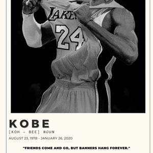 Kobe Bryant Inspired Poster, Art Print, Multiple Sizes, Modern, Black ...