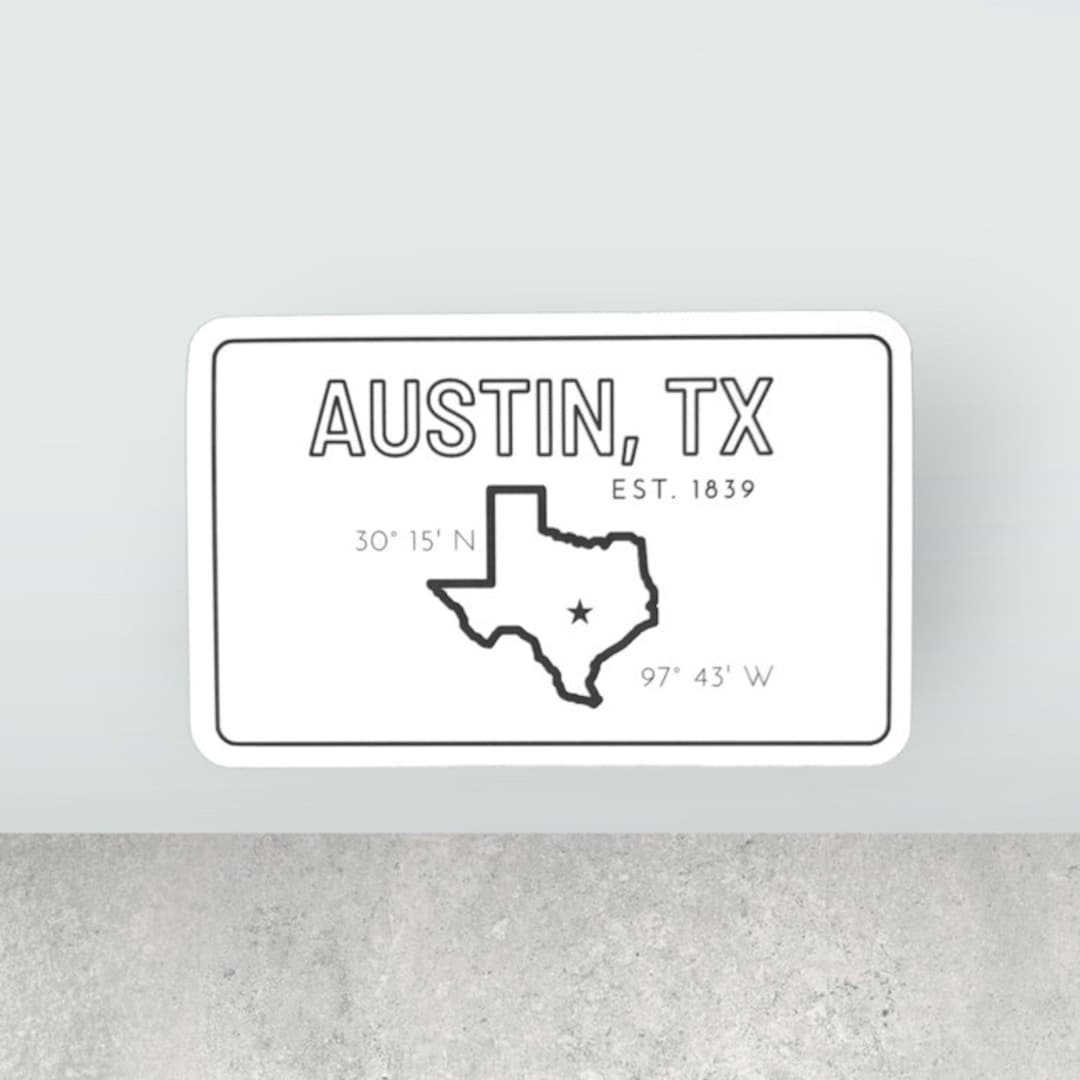 Austin Texas Sticker Vinyl Stickers Gifts Party Favor Wedding Party ...