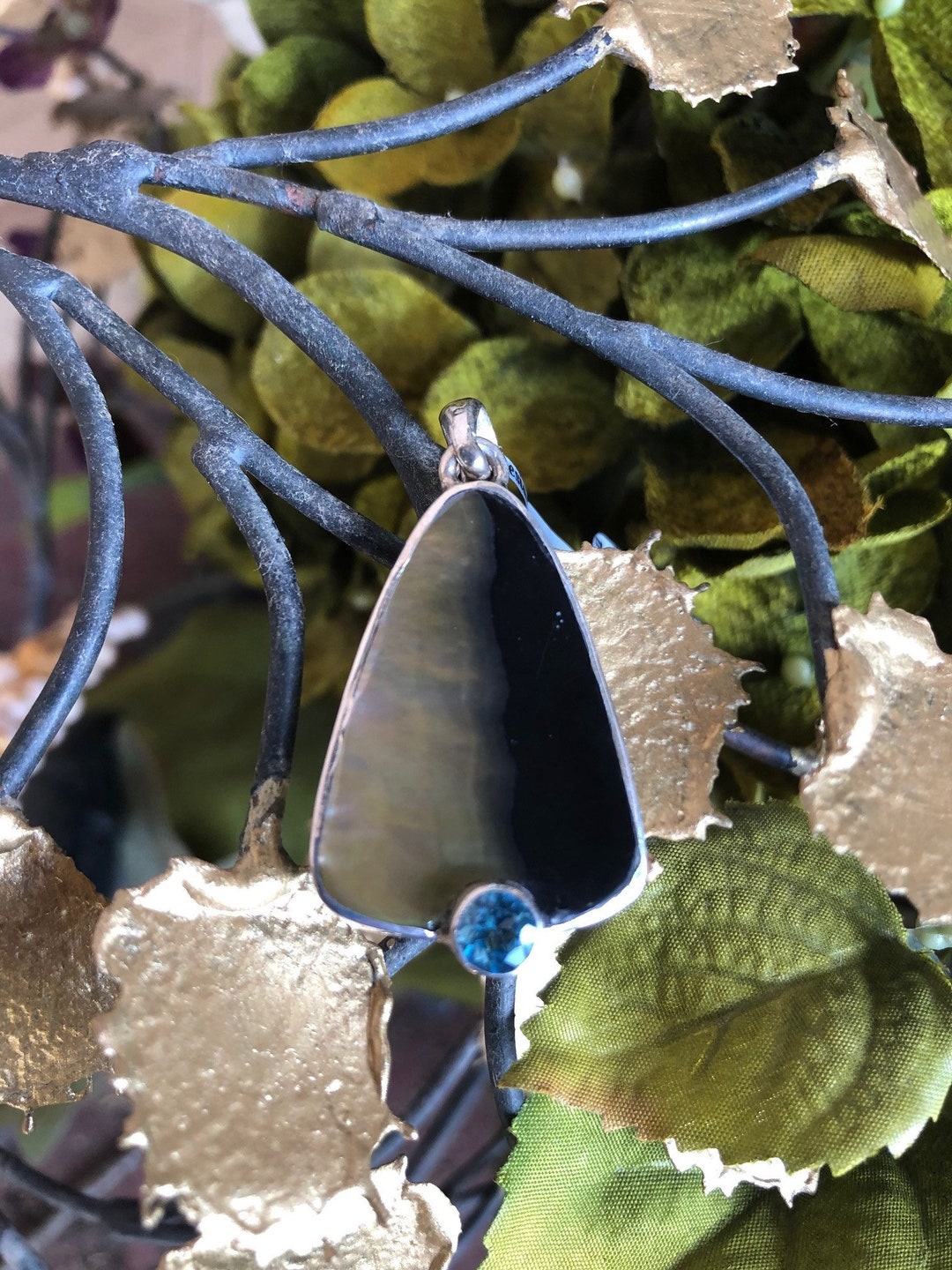 Marta Howell Blue Topaz and Pteria Penguin Shell Pendant - Etsy