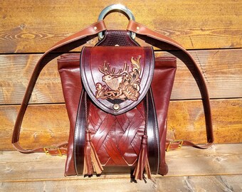 Hand-tooled Leather Backpack nuuk by ALLE, Travel Leather Backpack ...
