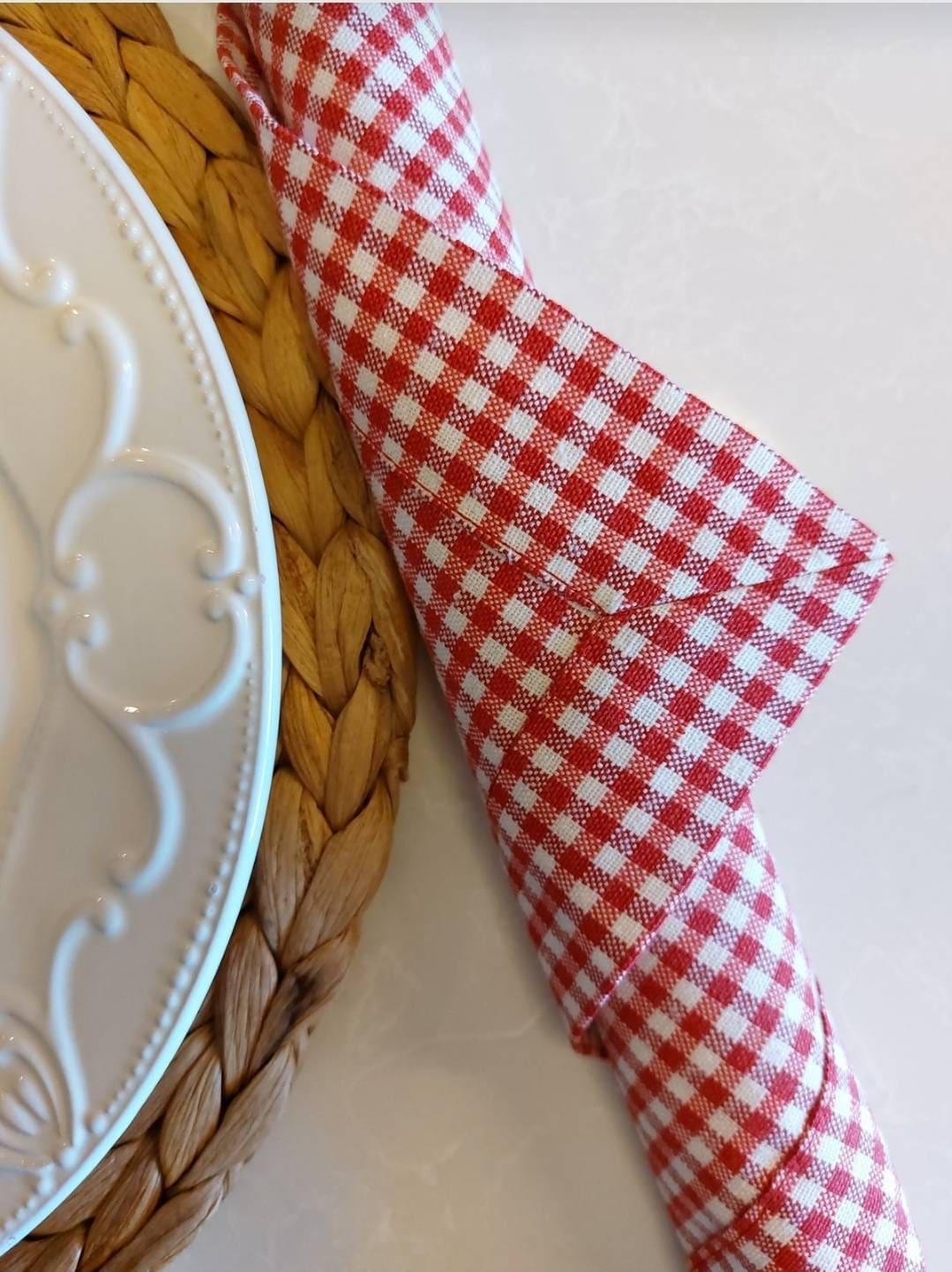 Red Gingham Linen Napkins, Dining Table Decor, Farmhouse Decor, Water ...