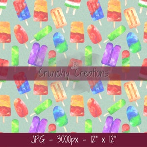 Fun Summer Popsicle Digital Paper, Rainbow Popsicle Designs, Seamless ...