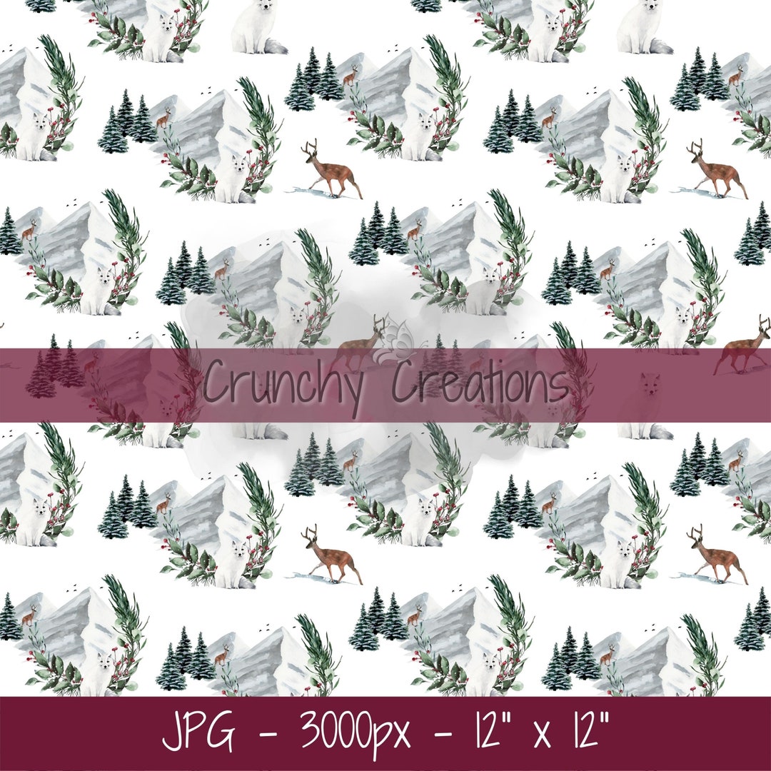 Arctic Fox Digital Paper, Seamless Files for Fabric, Repeating Pattern ...