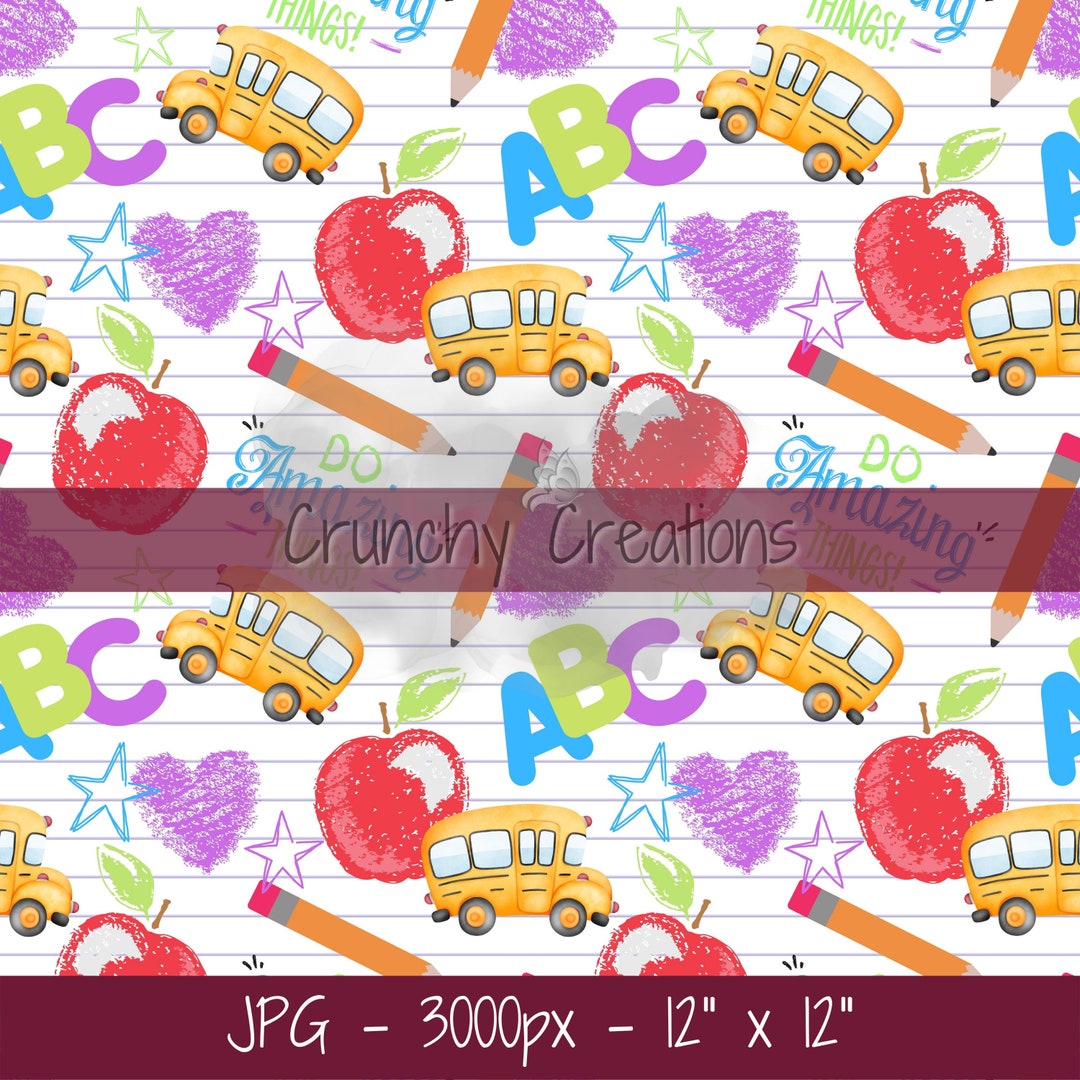 Back to School Seamless Pattern, Elementary School Gift, Repeating ...