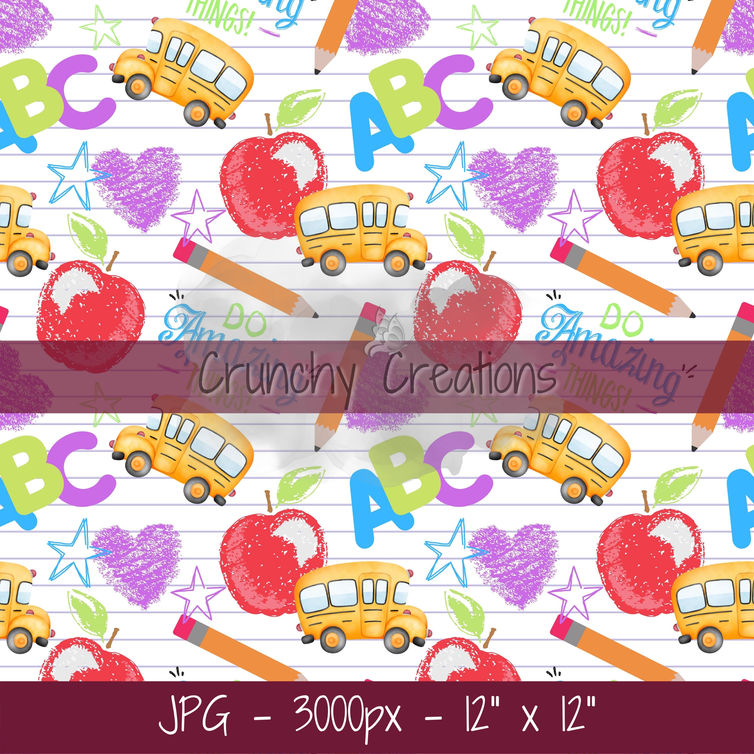 Back to School Seamless Pattern Elementary School Gift - Etsy