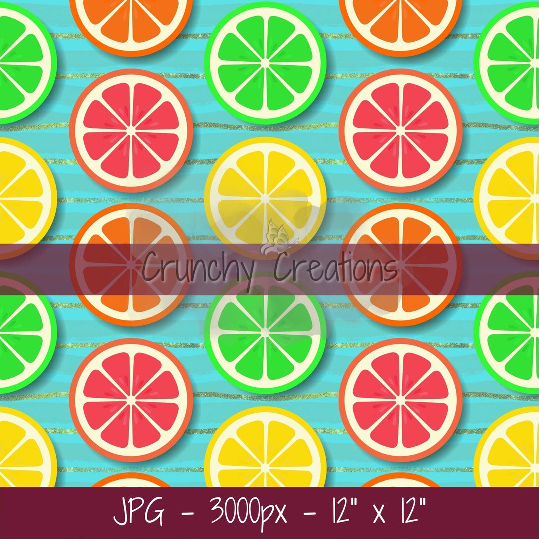 Citrus Fruit Digital Paper, Seamless Files for Fabric, Bright Summer ...